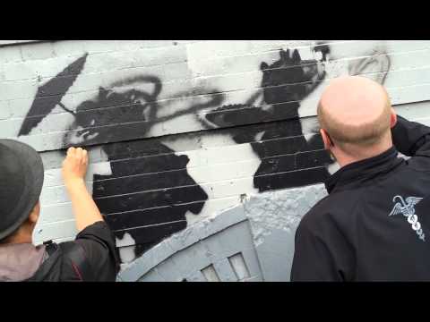 Banksy Fans Restore Defaced Banksy Art In Bushwick - YouTube