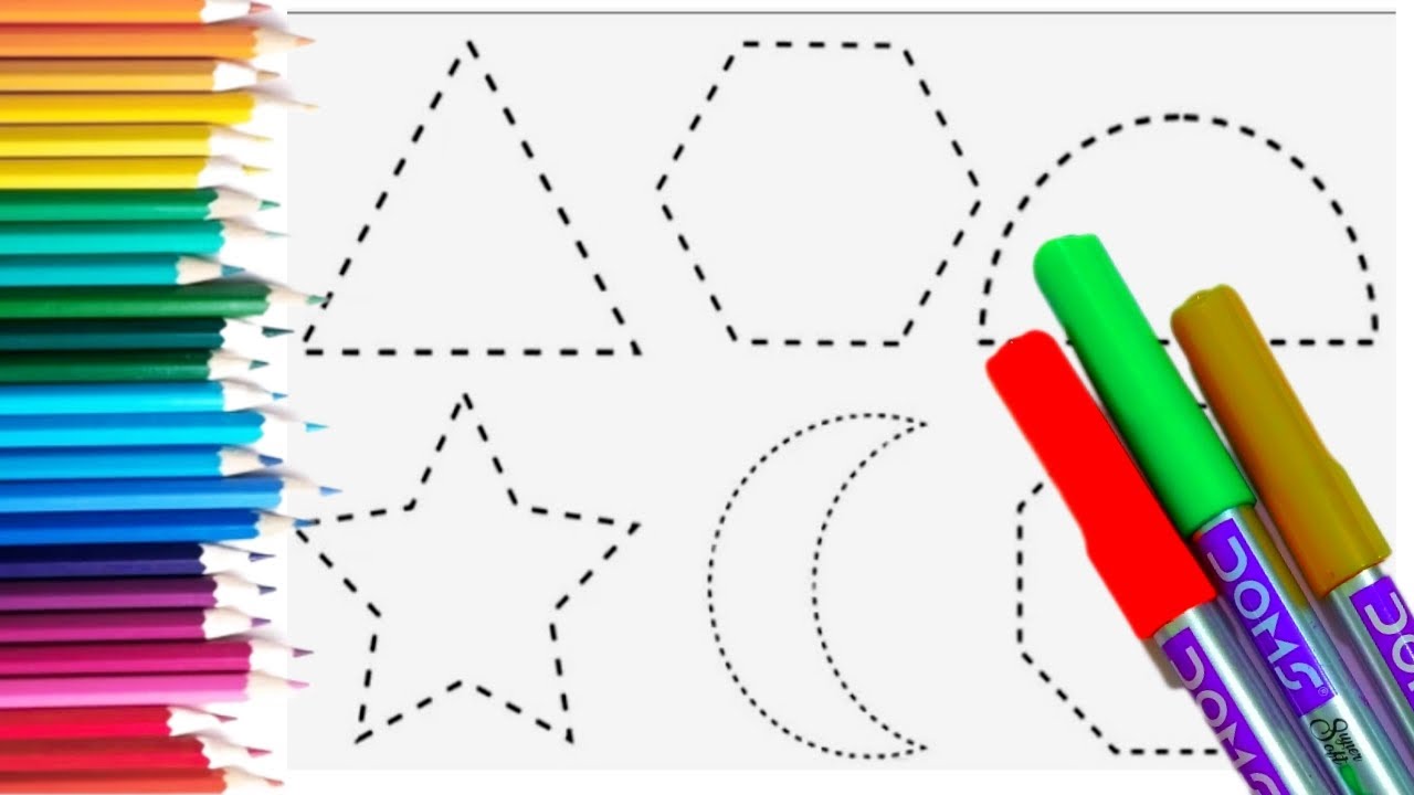 How to draw a easy 2d shapes and colour names learning for kids shapes ...