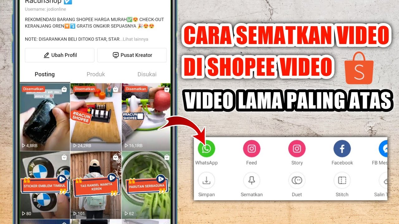 Cara Sematkan Video Di Shopee Video Terbaru - YouTube