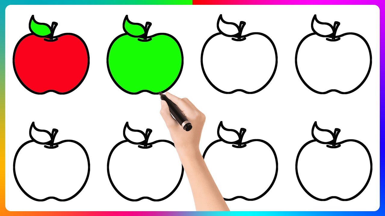 apple , Painting and Colouring for Kids & Toddlers #abcd #abcdsong # ...