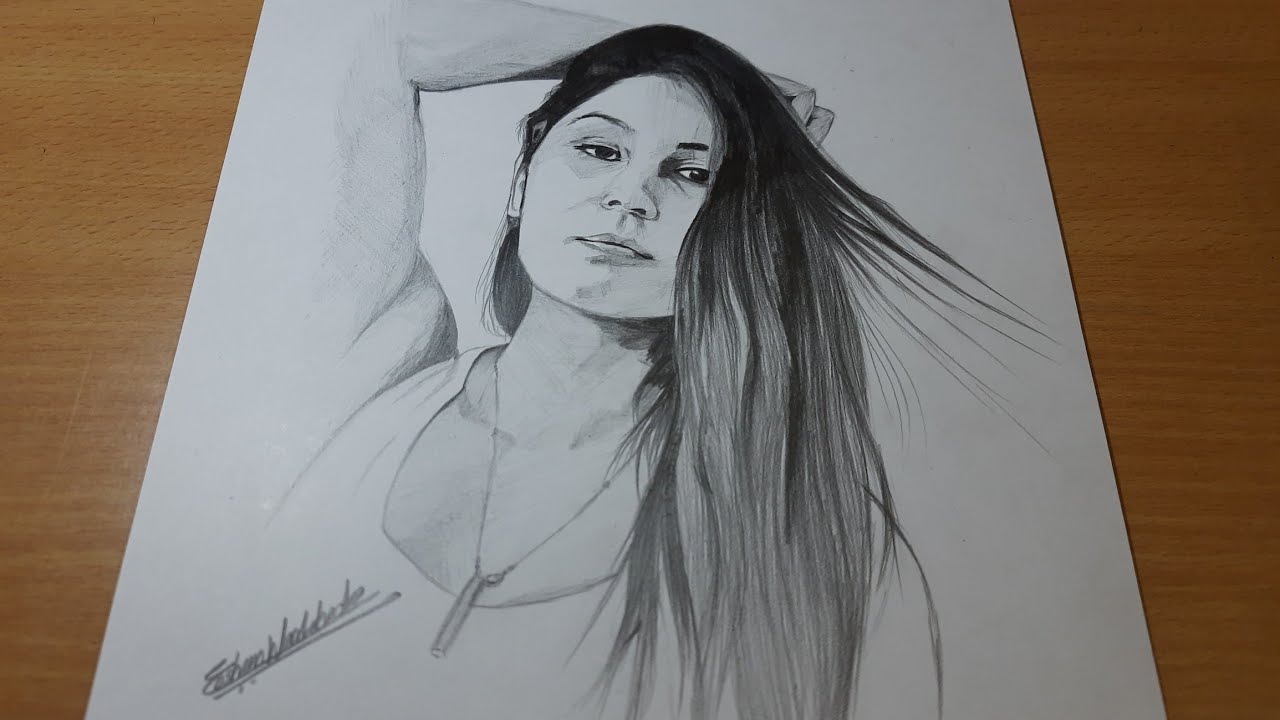 Drawing a Beautiful lady 😊 Timelapse - YouTube