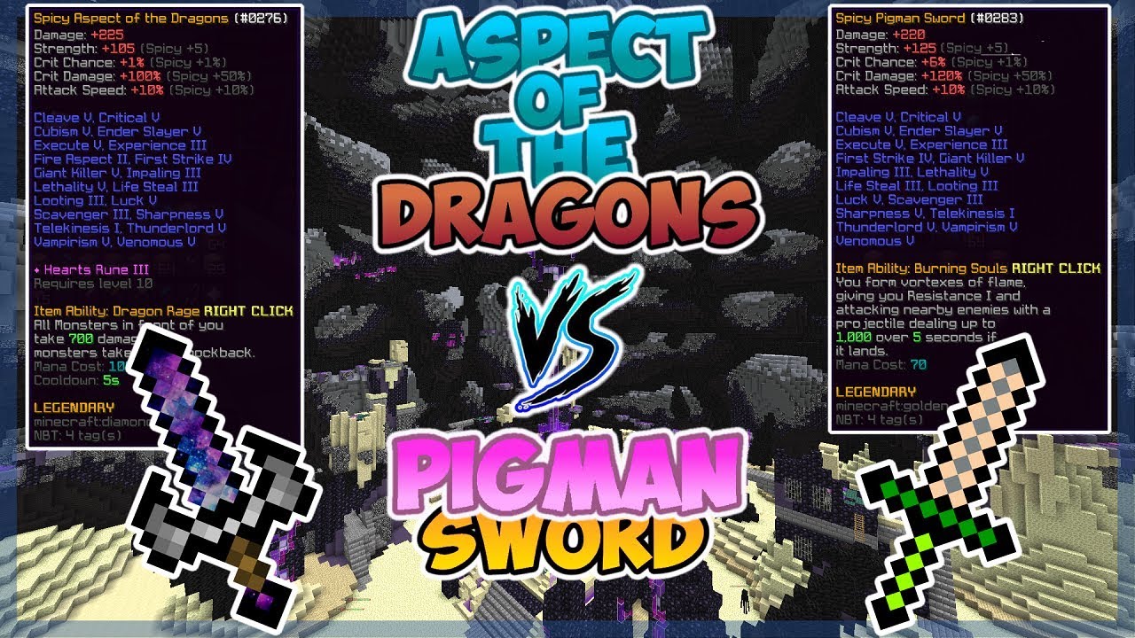 Aspect of the Dragons VS Pigman Sword! -- Hypixel Skyblock - YouTube