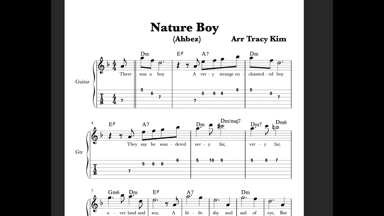 Nature Boy- For Easy Jazz Guitar- Chords, Melody, Comping, Chord Melody ...