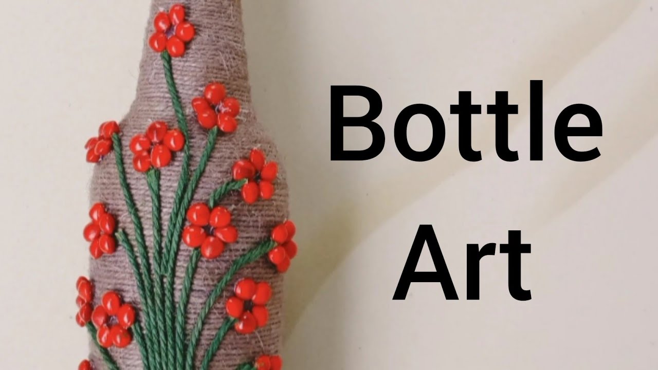 Bottle Art Using Jute Thread||DIY||Easy Bottle Craft||Lucky Red Seed ...