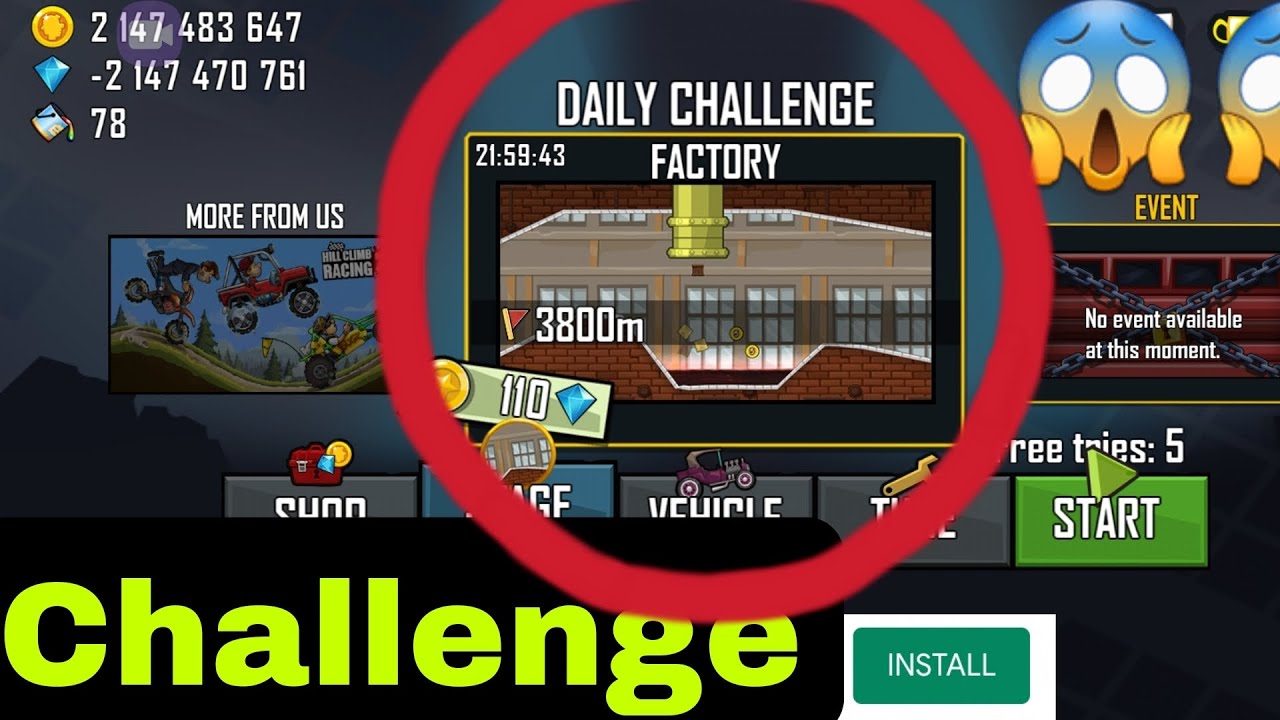 Daily Challenge In Hill Climbing Racing!!Factory ka 3800m Challenge ...