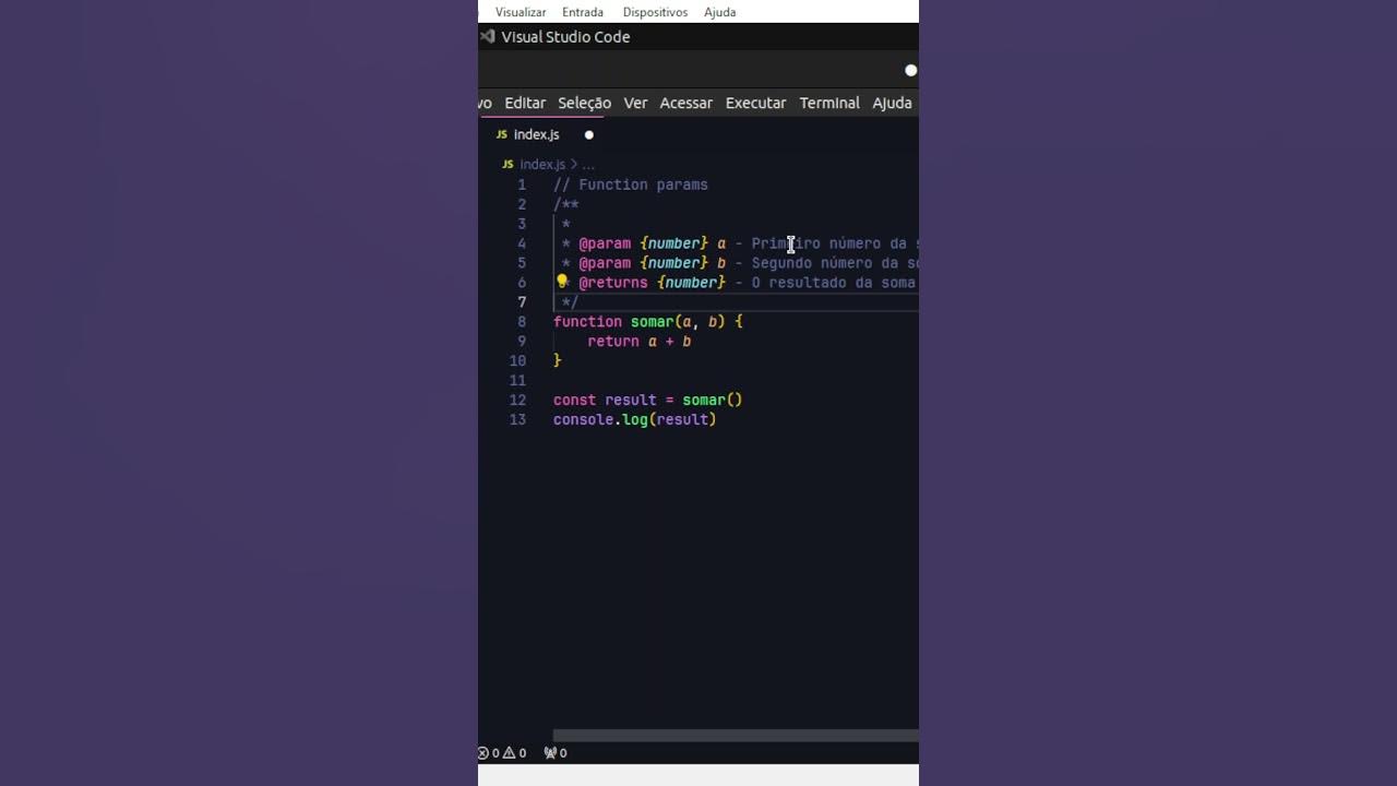 Adicionando tipos e documentando functions javascript #javascript #coding #shorts - YouTube