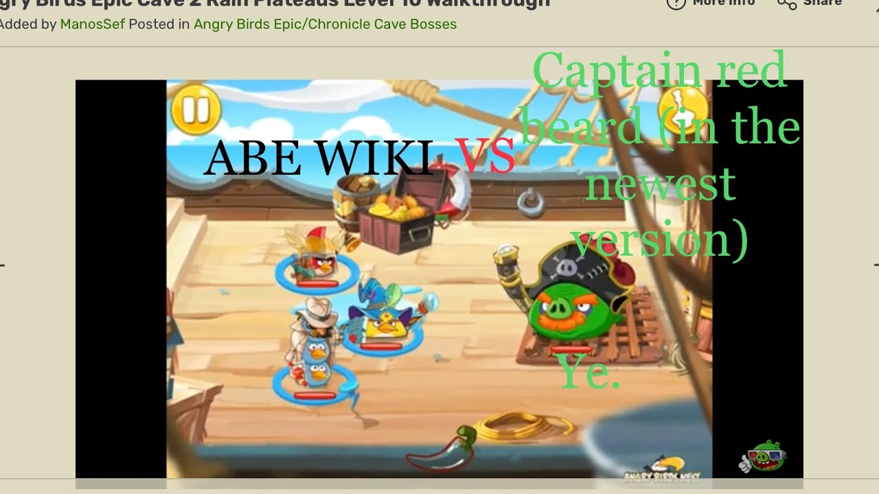 ABE wiki Vs captain red beard (angry birds epic) - YouTube