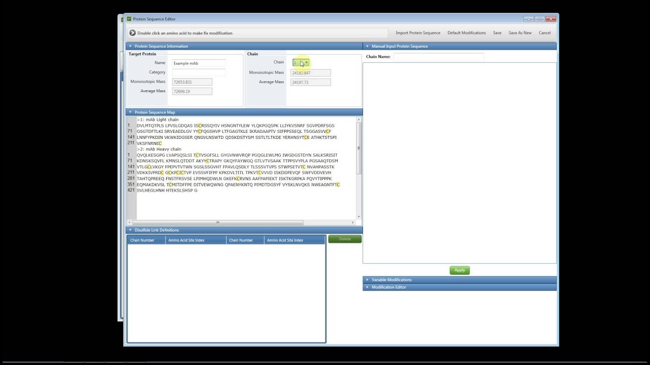 BioPharma Finder- Protein Sequence Manager- Adding a protein sequence ...