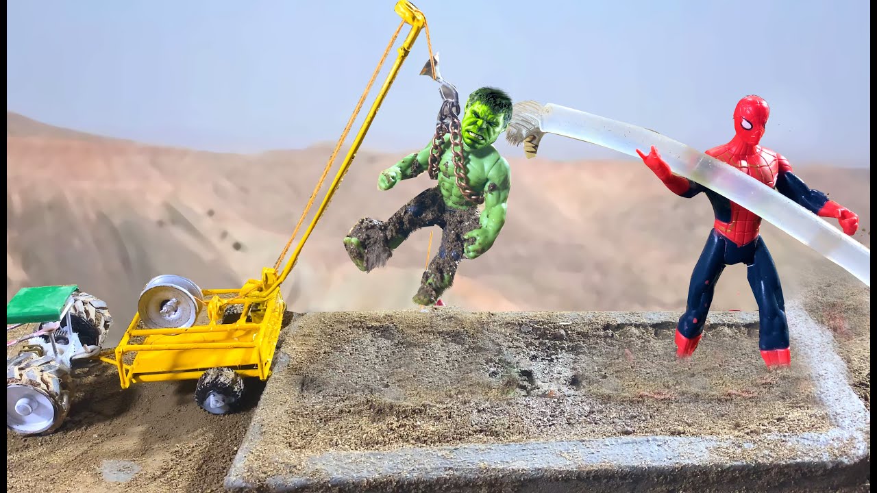 Hulk stuck in mud Spiderman Help || diy tractor science project - YouTube