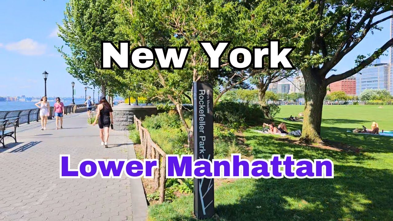 Lower Manhattan. Rockefeller Park. Walking Tour. One World Trade Center ...