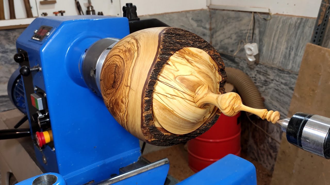 Woodturning _ turning live edge chocolate container by olive - YouTube