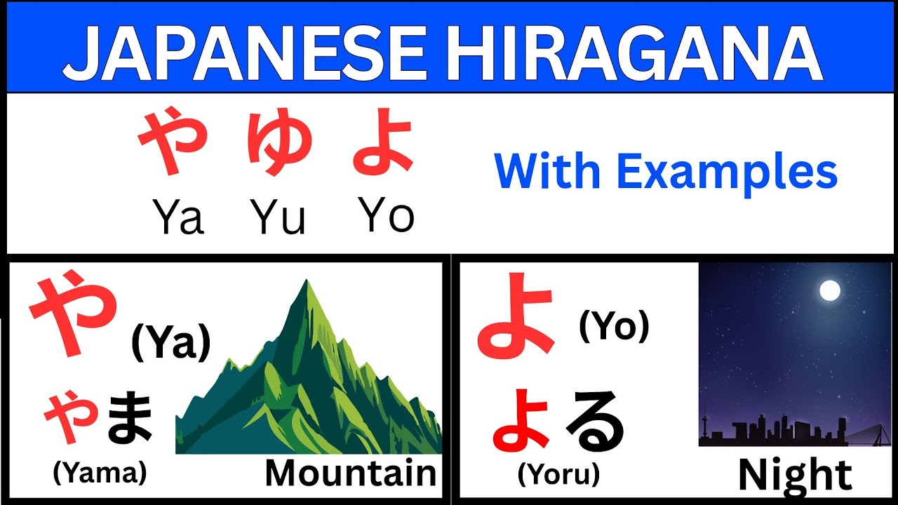 Hiragana YA- Row (やゆよ) with Easy Examples #hiragana #japanese #n5 ...