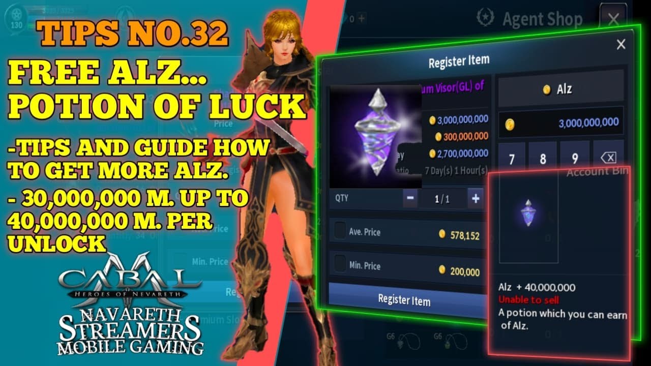 POTION OF LUCK FREE 30,000,000 MILLION ALZ GUIDE CABAL MOBILE HEROES OF ...