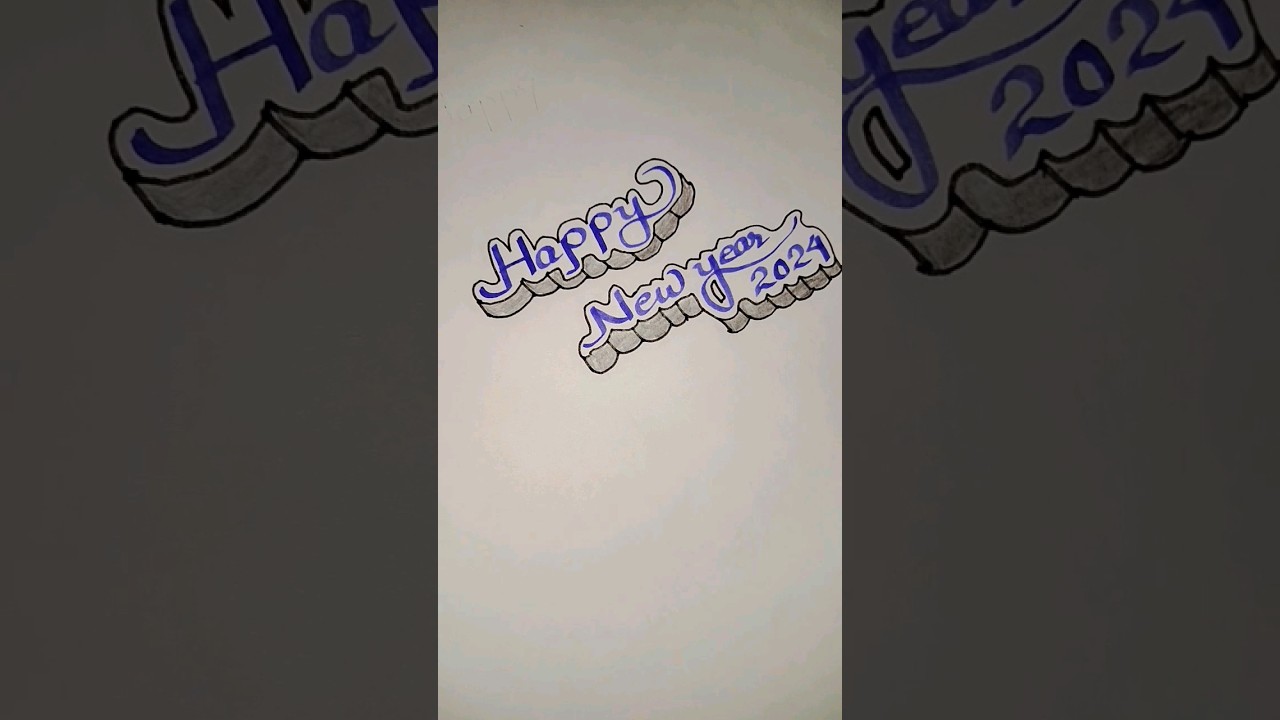Happy New Year 2024 by 3d drawing #trending #writting #calligraphy # ...