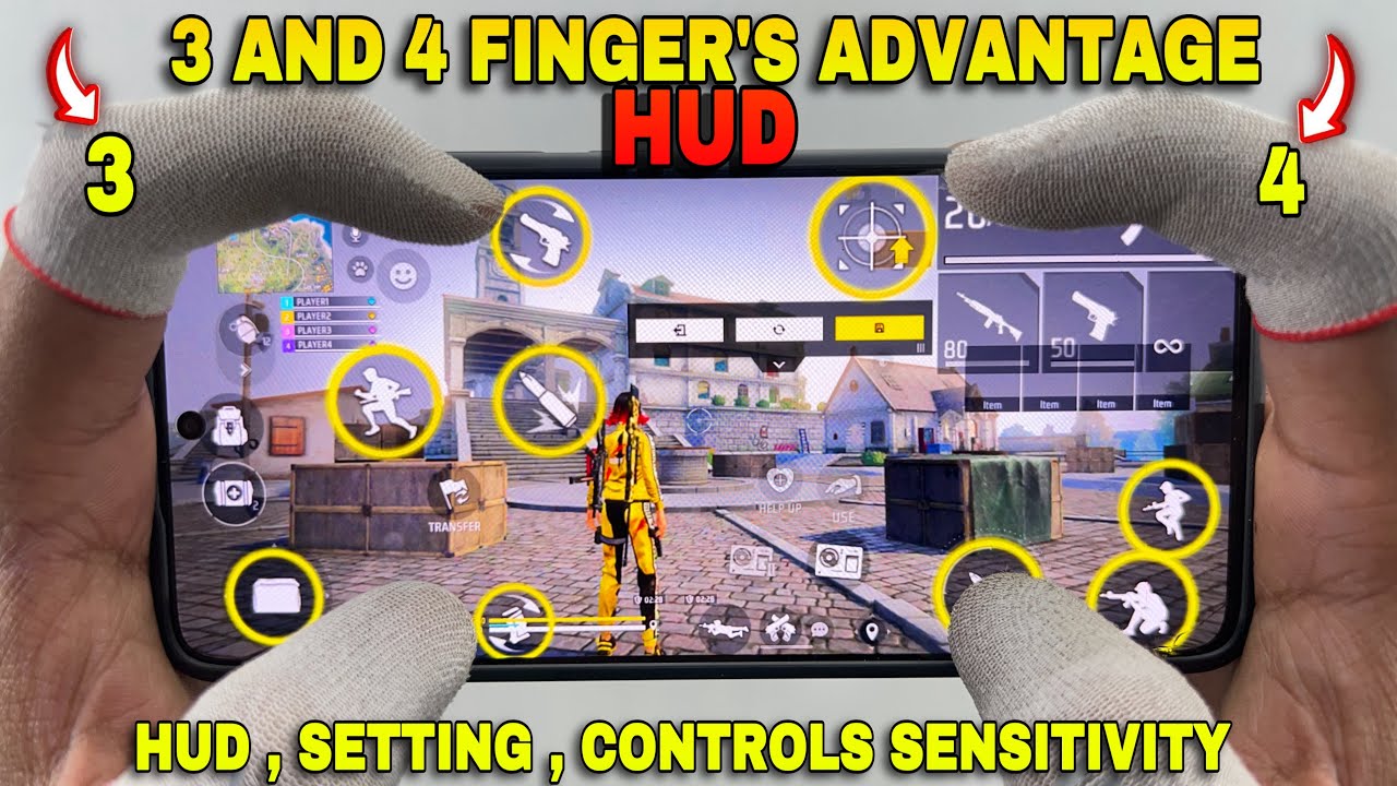 3 and 4 finger custom HUD advantage free fire HUD setting controls ...