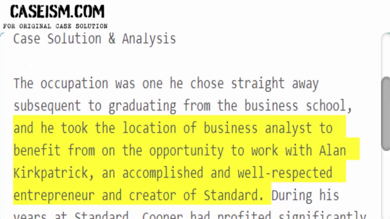 The Mentorship of John Cooper (A) Case Solution & Analysis Caseism.com - YouTube