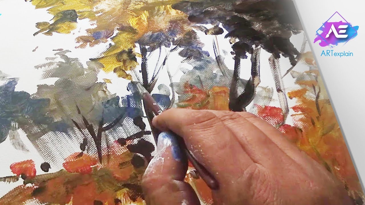 Brilliant Abstract landscape painting tutorial | Easy | Acrylics ...