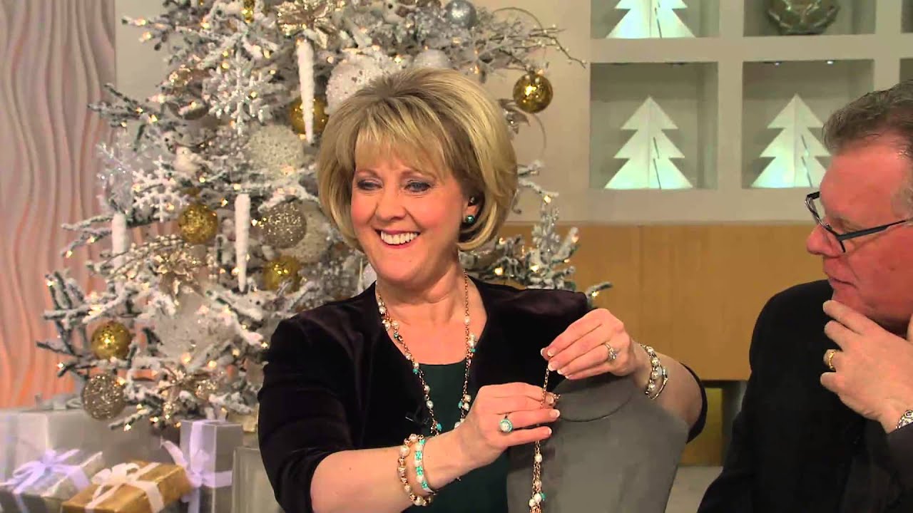 Honora Cultured Pearl 8.0mm Bronze 30" Turquoise Drop Necklace with ...