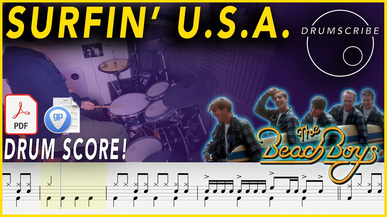 Surfin' U.S.A. - The Beach Boys | DRUM SCORE Sheet Music | #308 ...