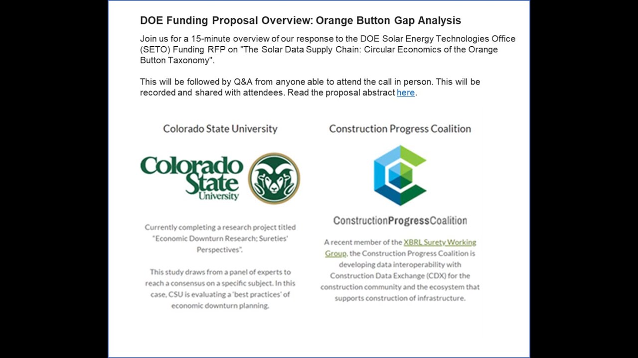 Working Group Call - DOE Funding Proposal Overview - Orange Button Gap ...