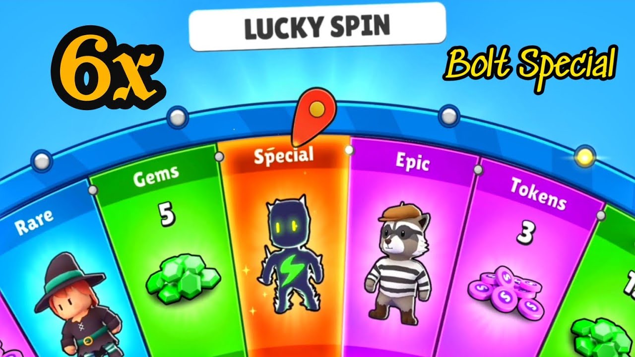 6X Unlucky Bolt Special Wheel Spin | Stumble Guys Free Gems | Stumble ...