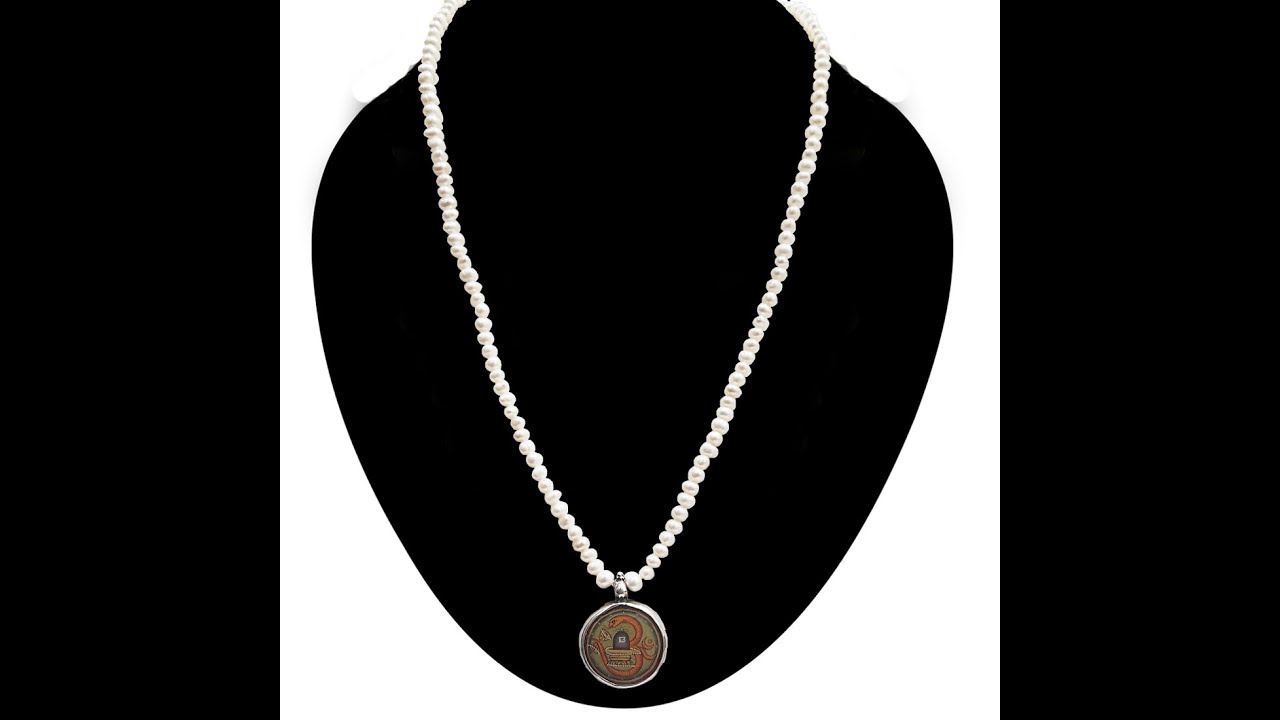 "Embrace Divinity: Shivji Hand-Painted Pendant & Pearl Necklace - A ...