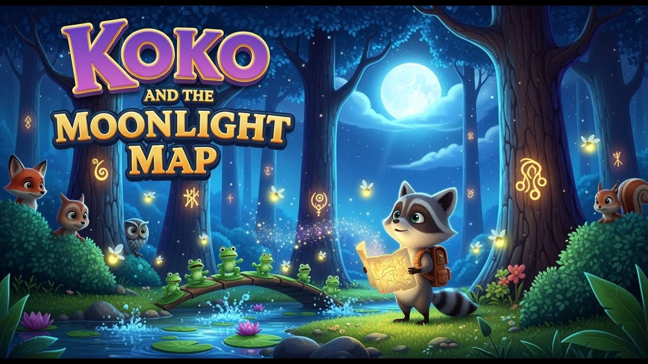 Koko and the Moonlight Map – A Calm Bedtime Story for Kids 🌙🦝 - YouTube