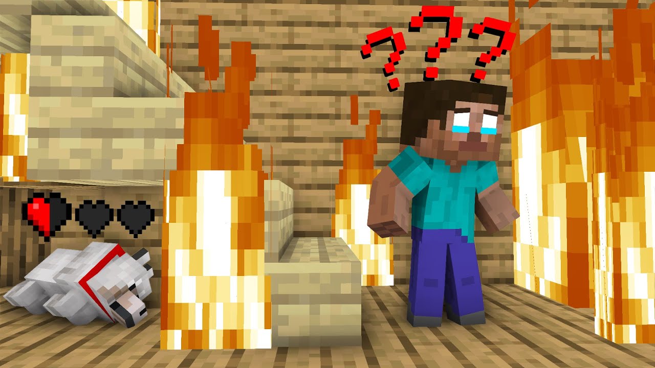 FIRE HOUSE ESCAPE HEROBRINE - Animation - YouTube