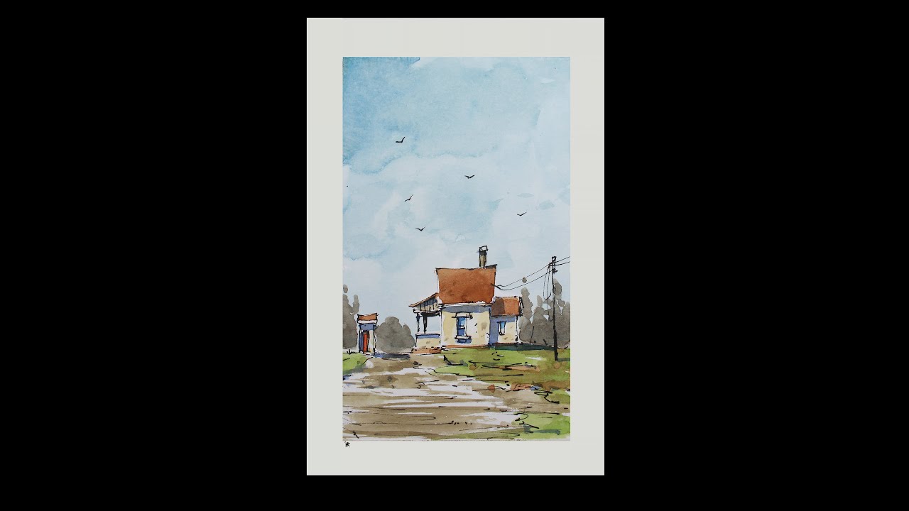 A simple Line and wash in Full Real time watercolor by Nil Rocha - YouTube