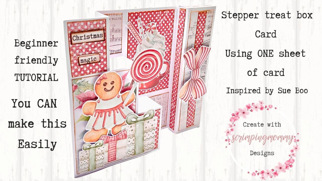 Stepper treat box card from ONE sheet of card tutorial - YouTube