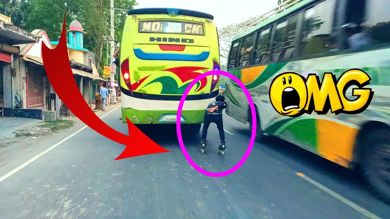 How to skate on the back of the bus//বাসের পেছন ধরে কিভাবে স্কেটিং ...