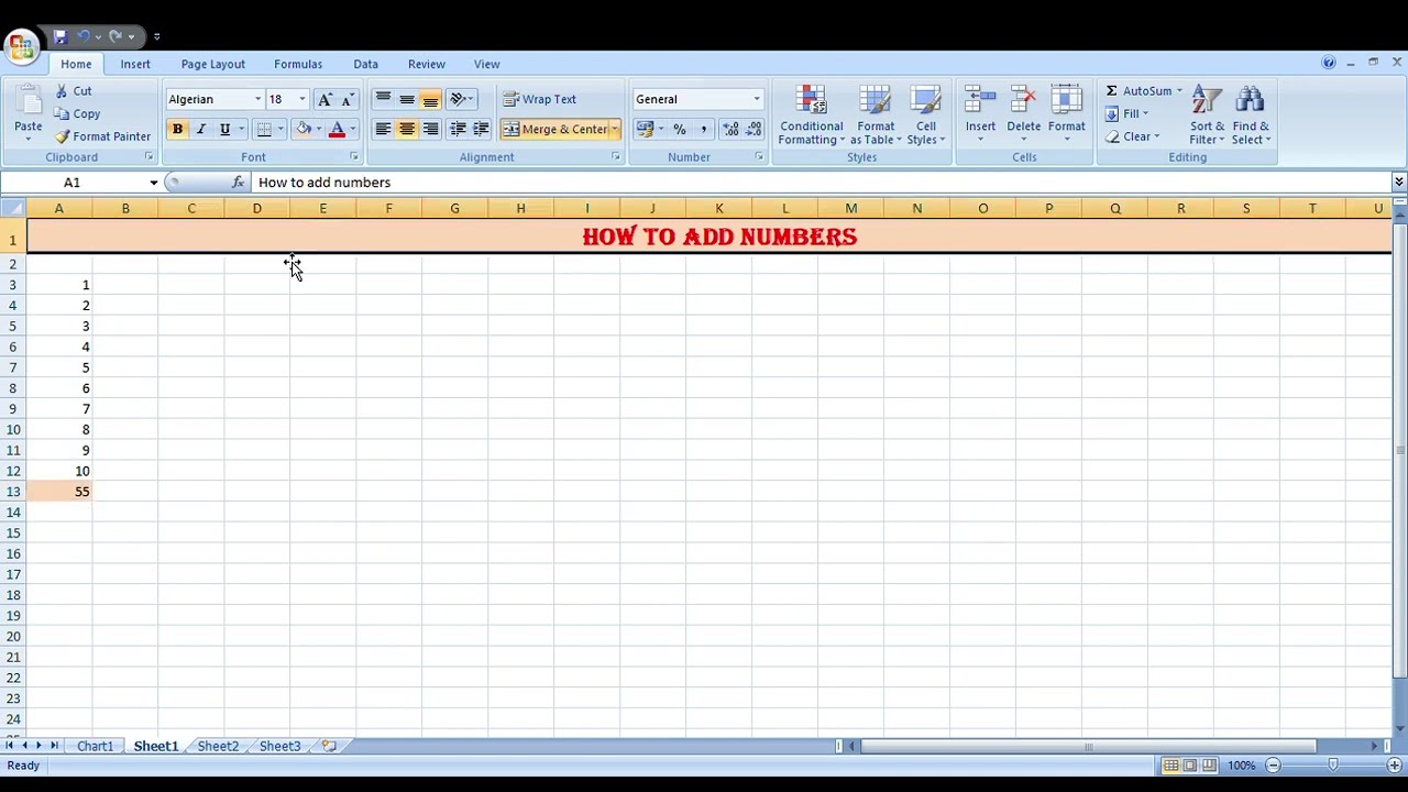 Excel Adding Numbers Sum YouTube Excel Adding Numbers Sum YouTube