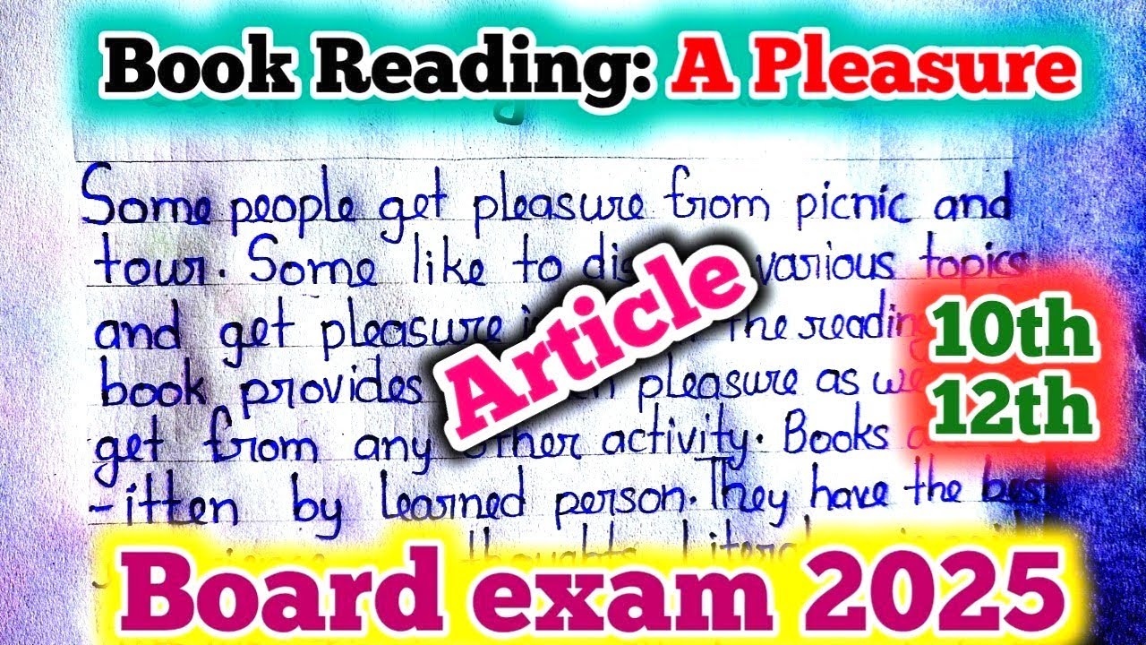 "Book Reading: A Pleasure" Article Class 10th And 12th/Article On My ...