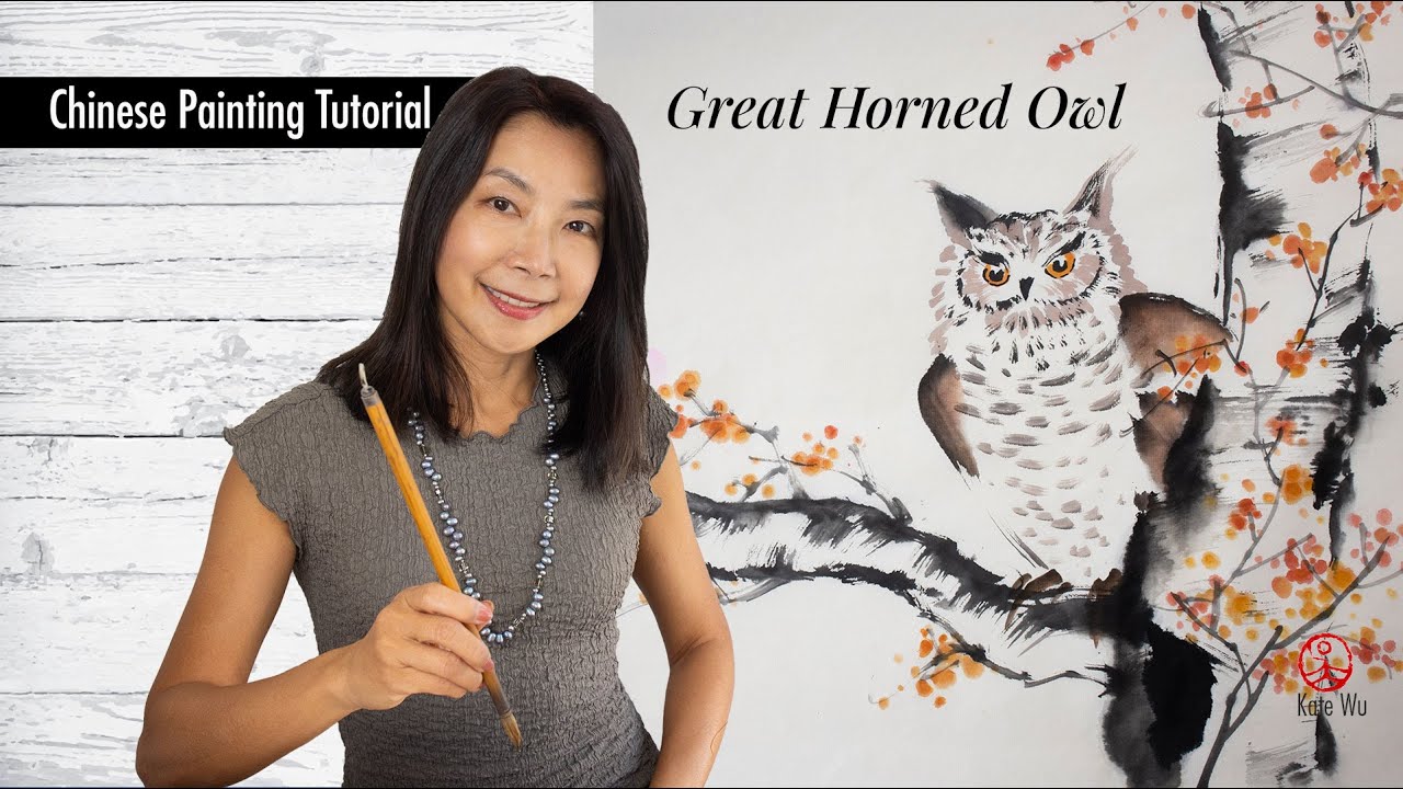 Modern Chinese Painting Tutorial | Episode 2 : Great Horned Owl - YouTube