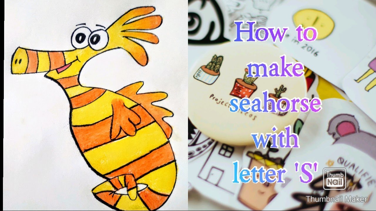 HOW TO MAKE A SEAHORSE WITH LETTER 'S'|LETTERING|DIY ANGEL - YouTube