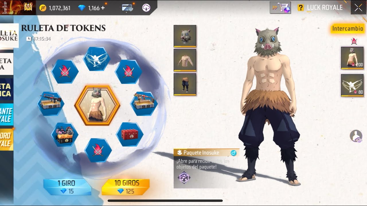 Sacando la nueva Ruleta de Tokens Inosuke Free Fire - YouTube