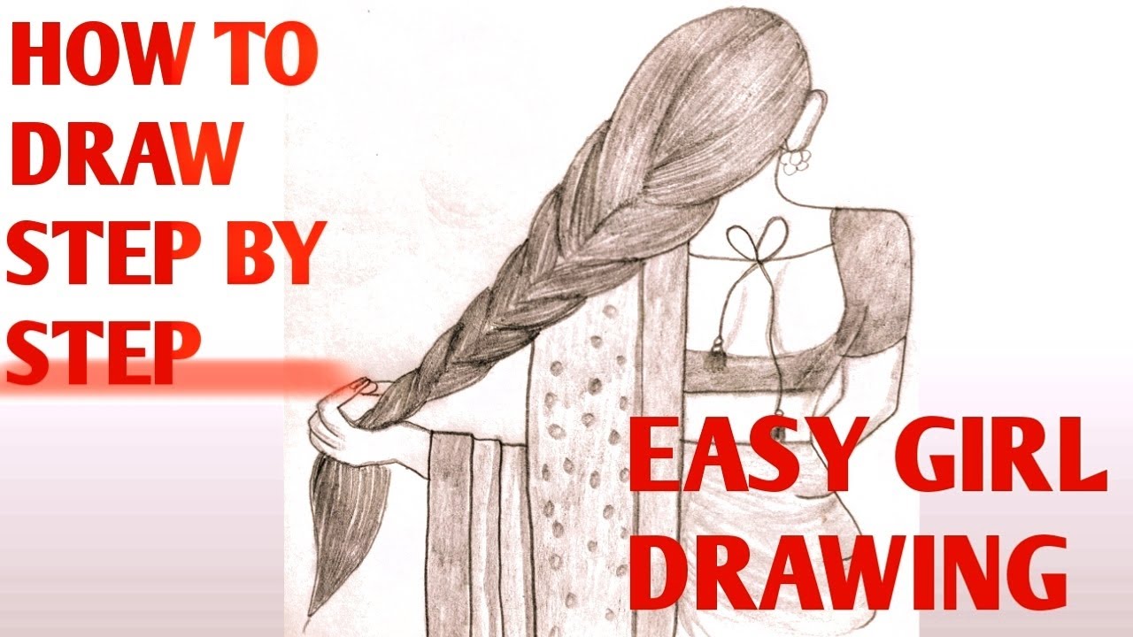 How to draw Girl BACK side hair style 'A Traditional girl back side ...