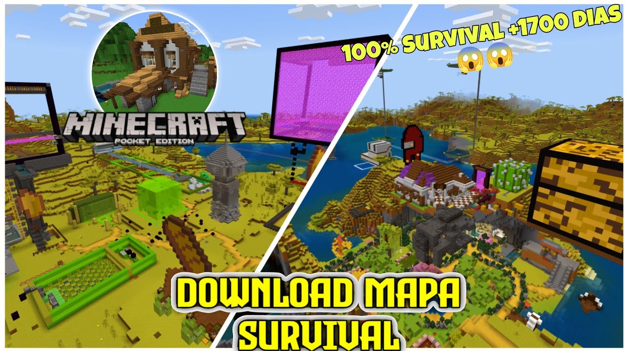 Download Mapa Survival no Minecraft Bedrock!! Mapa de 1700 Dias Com ...
