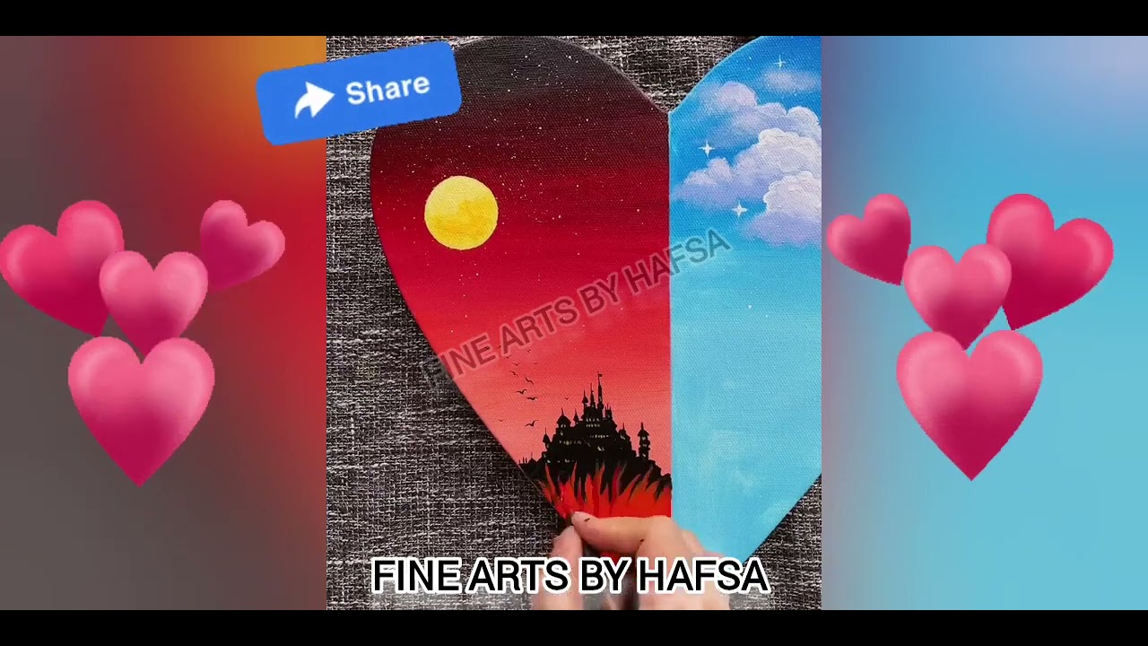 Heart painting on canvas | easy heart painting on canvas | painting on ...