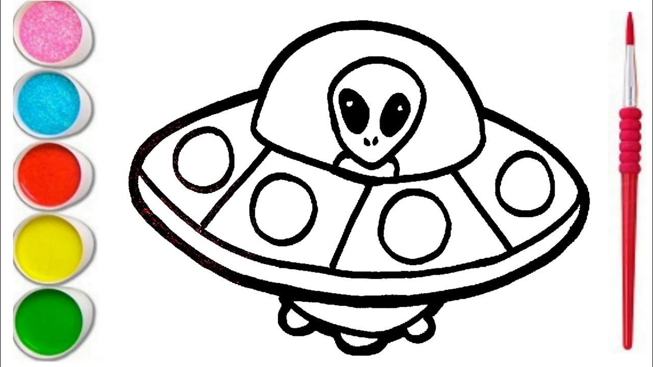 ufo with alien drawing | ufo drawing | alien drawing easy | ufo drawing ...