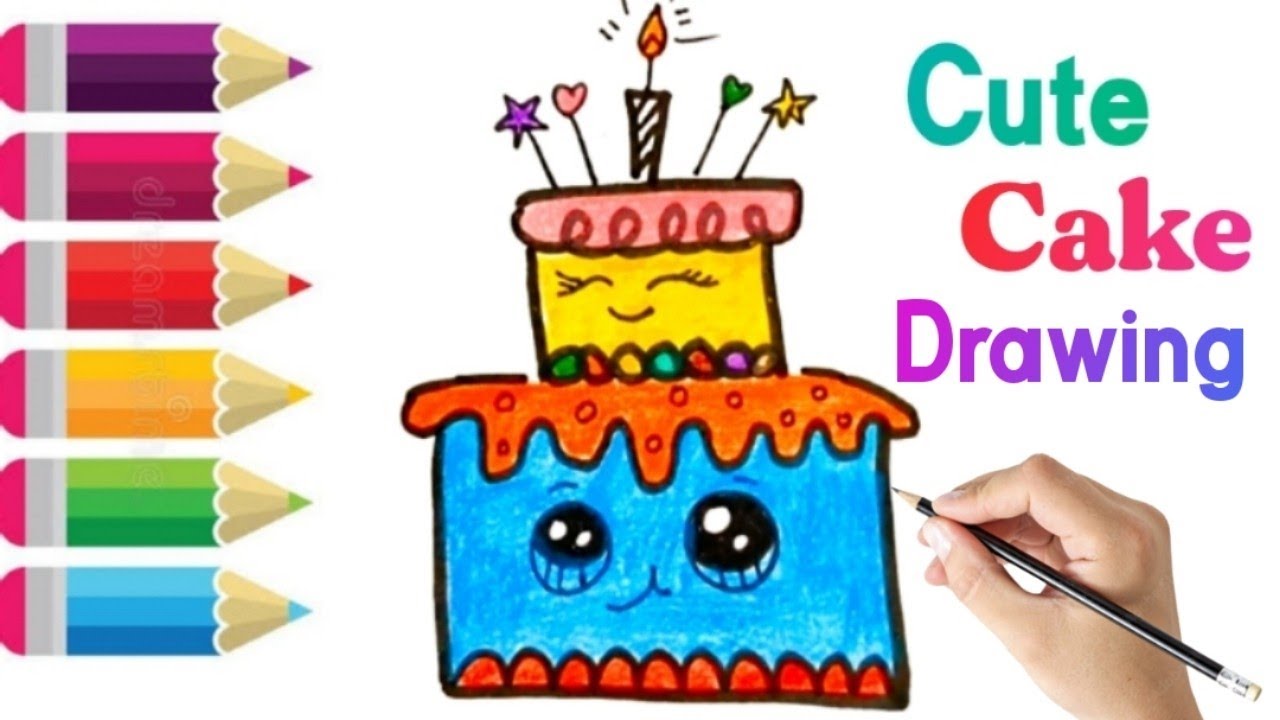 Cute cake drawing|Draw easy Cake|How to draw easy Cake| kids art| Kid ...