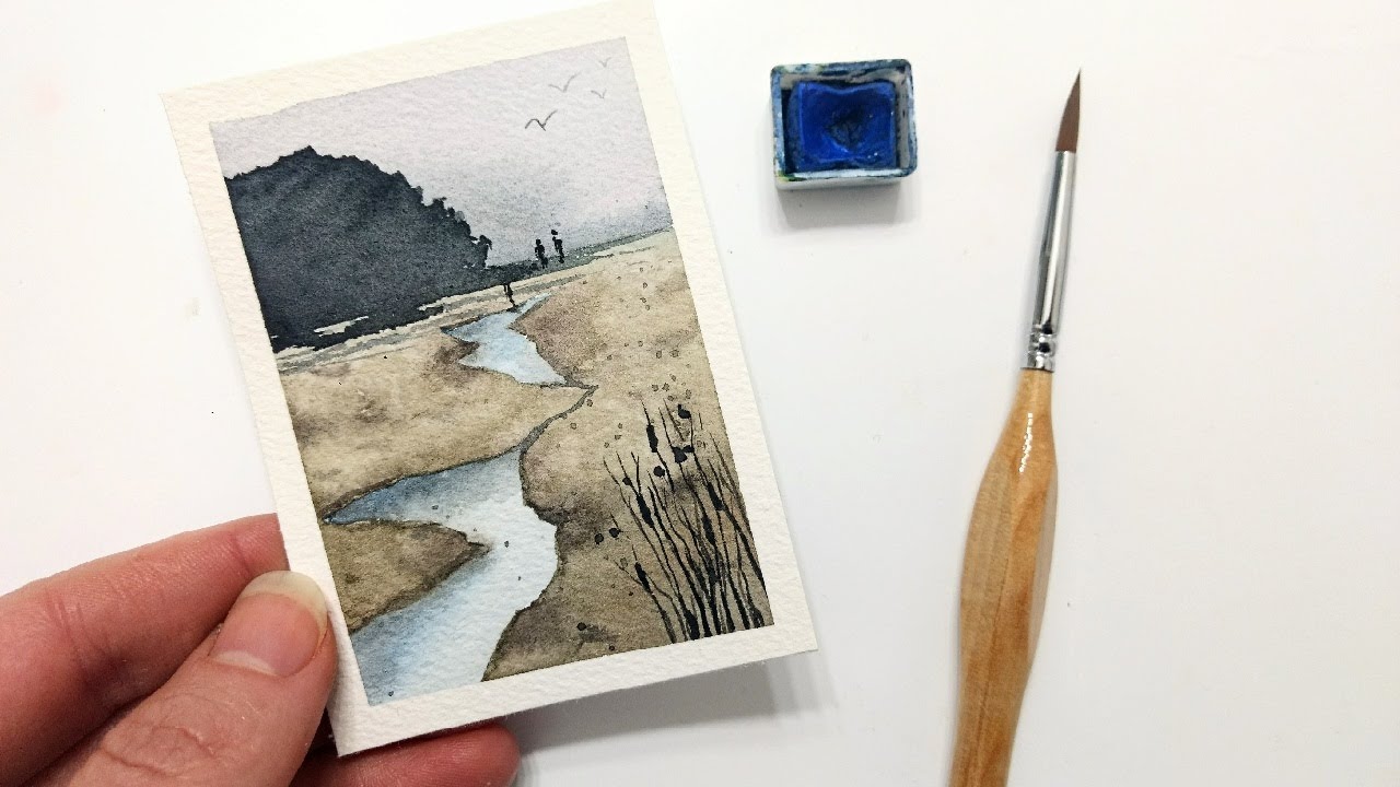 Real time rocky river watercolor painting tutorial » How to paint a ...