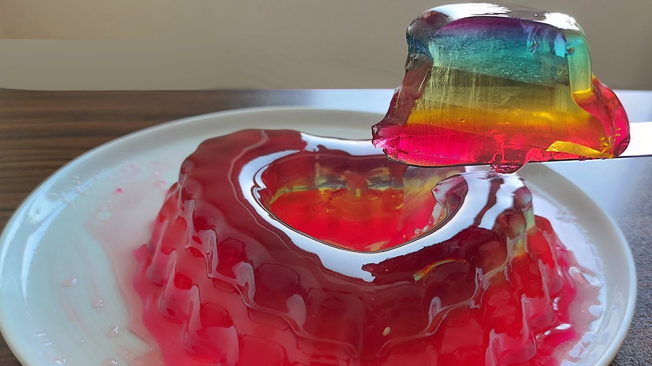 How to make simple multi-colored jelly | Homemade rainbow jelly for ...
