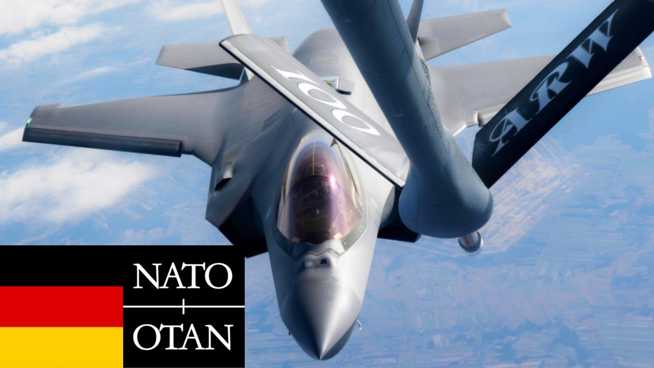 NATO, Germany. US Air Force F-35A stealth fighters and KC-135 tankers ...