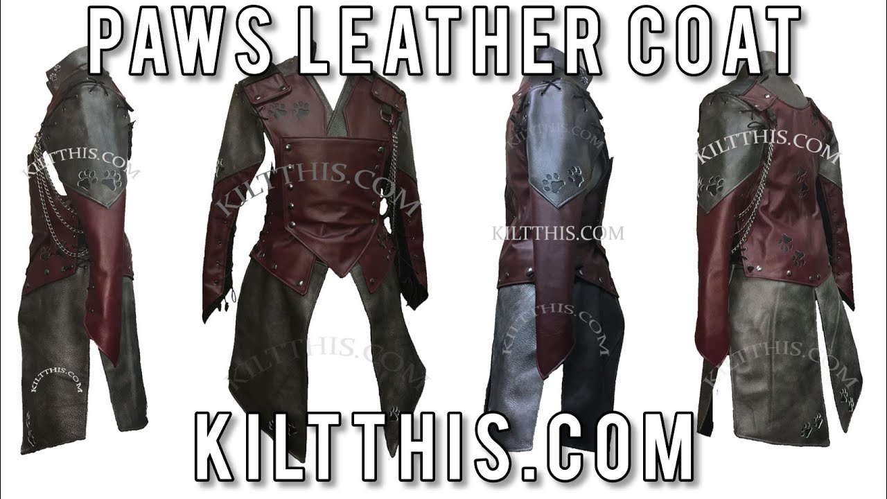 Leather Burgundy & Gray Puppy Paws Suit with Sleeves - YouTube