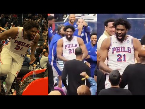 Joel Embiid goes crazy and taunts heckling Wizards fan after 76ers comeback win 😂