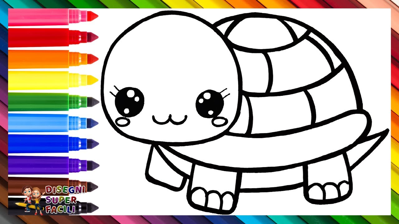 Come Disegnare una Tartaruga 🐢 Disegnare e Colorare una Tartaruga 🌊🌈 ...
