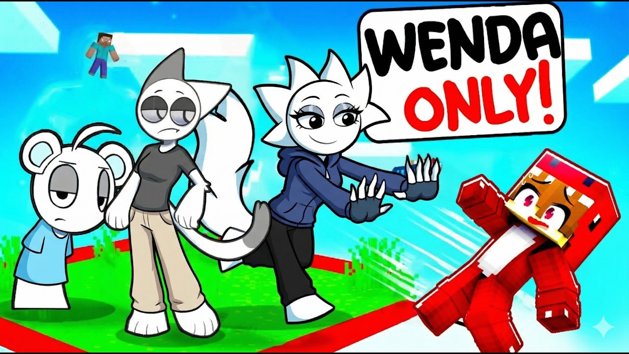 TRAPPED on ONE LUCKY BLOCK CHUNK with WENDA FAMILY! - YouTube