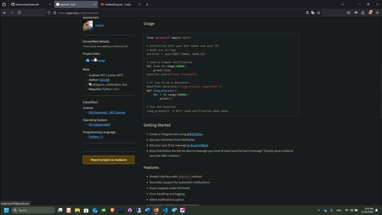 Sending telegram notifications from your Python codes in a simple way ...