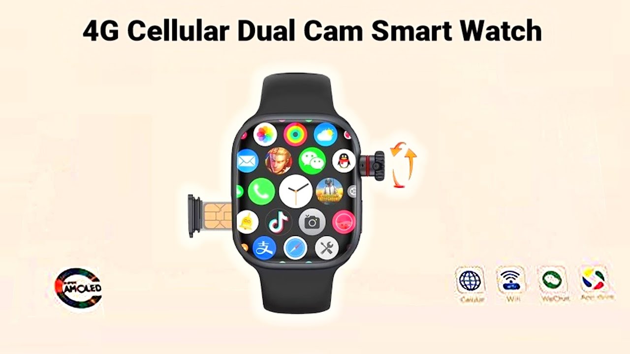 AMOLED 4G Cellular Android Smart Watch with Rotating DUAL Camera ...